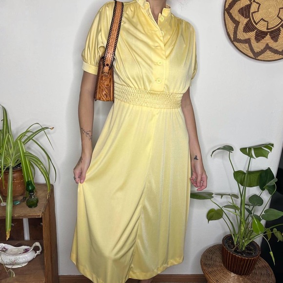 PBJ | Dresses | Vintage Pastel Yellow Dress Aline Nylon Pbj Short ...